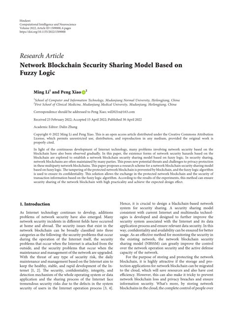 Pdf Network Blockchain Security Sharing Model Based On Fuzzy Logic