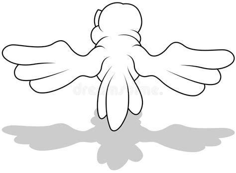 Drawing Of A Flying Sparrow From Back View Stock Vector Illustration