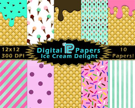 Ice Cream Digital Paper Digital Papers Digital Background