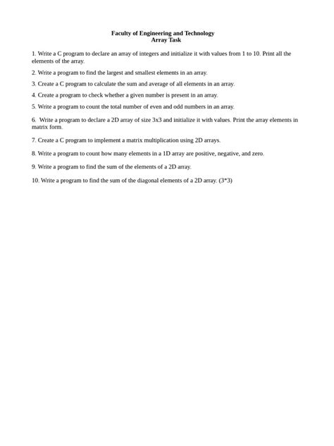 Array Task Pdf