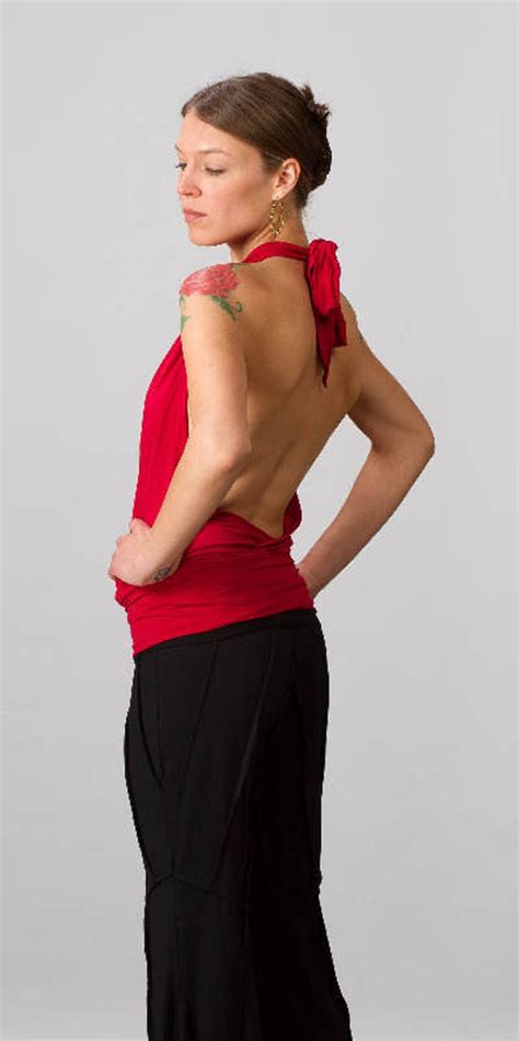Cowl Neck Backless Halter Top In Red For Womens Boho Spring Etsy