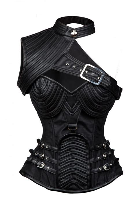 Punk Rave Vintage Black Armor Corselet Corset Burlesque Steampunk