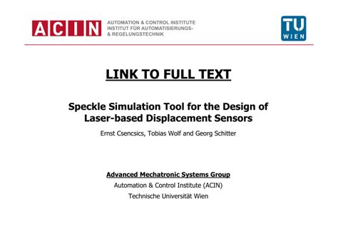 Pdf Speckle Simulation Tool For The Design Of Laser Based Displacement Sensors