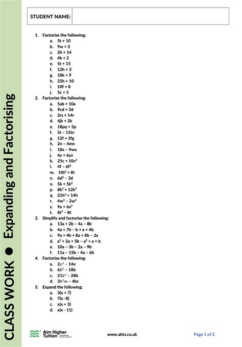 Expanding And Factorising Algebra Ks3gcse Teaching Resources