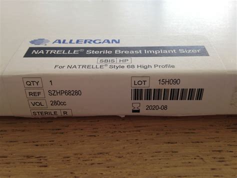 New Allergan Szhp68280 Natrelle Sterile Breast Implant Sizer 280cc X