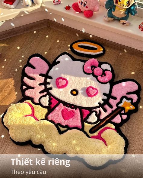 Thảm Trải Sàn Nhân Vật Hoạt Hình Hello Kitty Thiên Thần Vierug