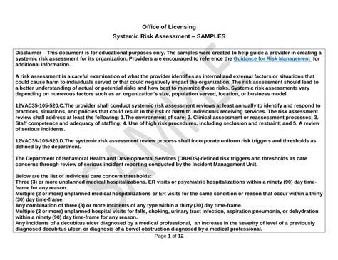 Pdf Office Of Licensing Systemic Risk Assessment Samples Dokumentips