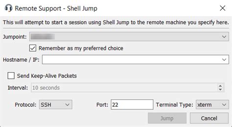 Start A Shell Jump Session In Beyondtrust Rs