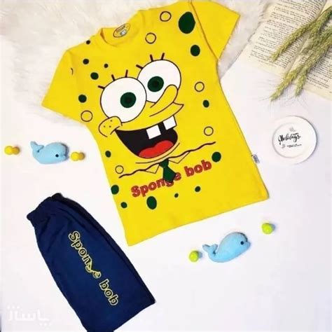 کمدا قیمت و خرید تیشرت شلوارک باب اسفنجی رنگ زرد سایز 50 و 55