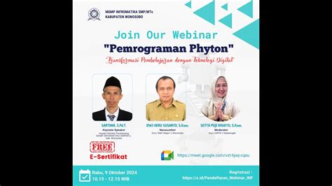 Webinar Pemrograman Phyton Youtube