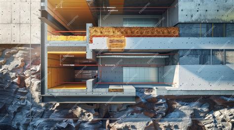 Crosssection Of Commercial Building Wall With Labeled Insulation Layers
