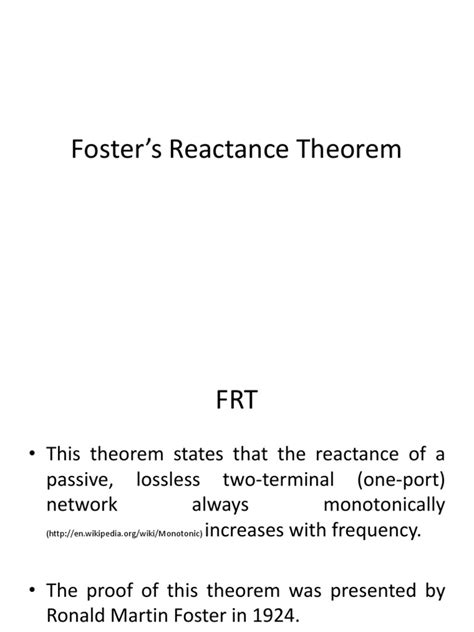 L8 Fosters Reactance Theorem Electrical Circuits Electronics