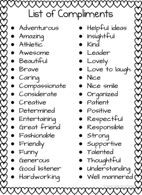 List Of Compliments Kindness Week Kindness Lesson Compliment Jar Artofit