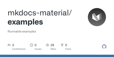 Github Mkdocs Materialexamples Runnable Examples