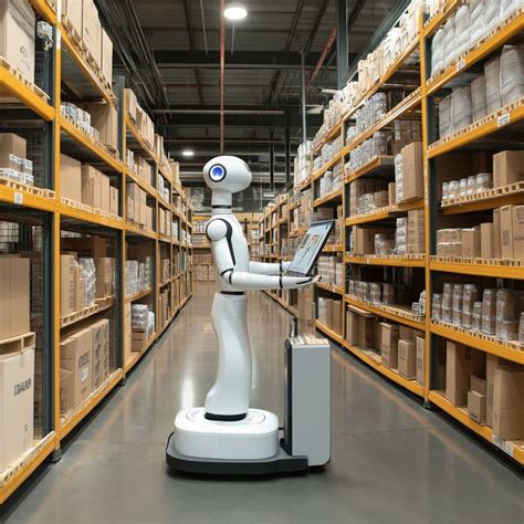 Robot Inventory Assistant Navigating Warehouse Aisles Efficiently Amid