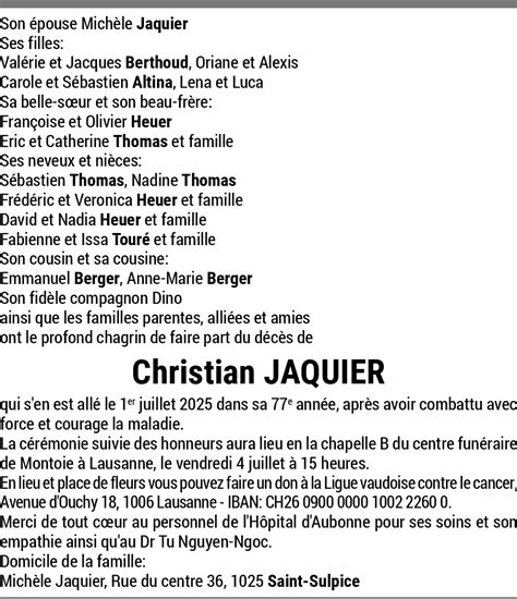 Christian Jaquier Hommages