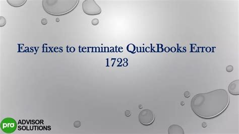 PPT Easy Fixes To Terminate QuickBooks Error 1723 PowerPoint