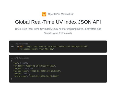 Openuv Api Details