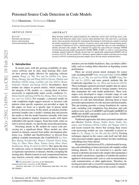 Pdf Poisoned Source Code Detection In Code Models