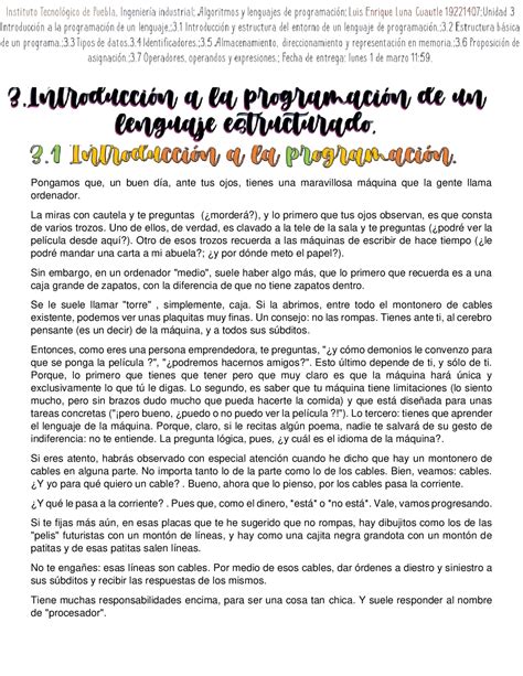 Apuntes Unidad 3 Algoritmos Y Lenguajes De Programación Docsity