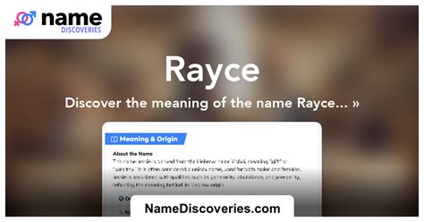 Rayce Name Meaning And Origin