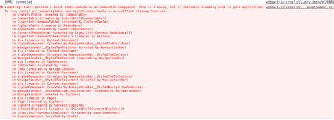 Console Error Thrown When Consuming Stateful Table And Leaving Its