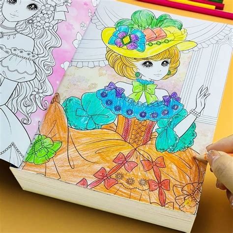 สมุดระบายสี สมุดภาพเจ้าหญิง ปริ๊นเซที่สมบูรณ์แบบระบายสีสาวระบายสีเด็ก