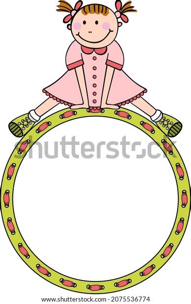 Cute Round Frame Lovely Girl Stock Vector Royalty Free 2075536774