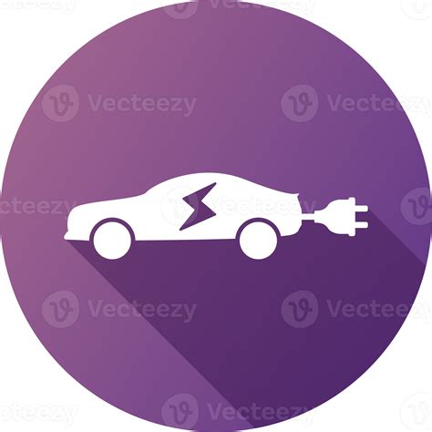 Electric Car With Plug Icon In Flat Design Style Electric Vehicle