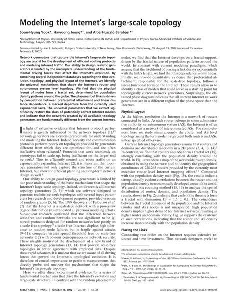 pdf modeling the internet s large scale topology