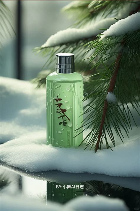 AI创作护肤品森林系雪松场景摄影