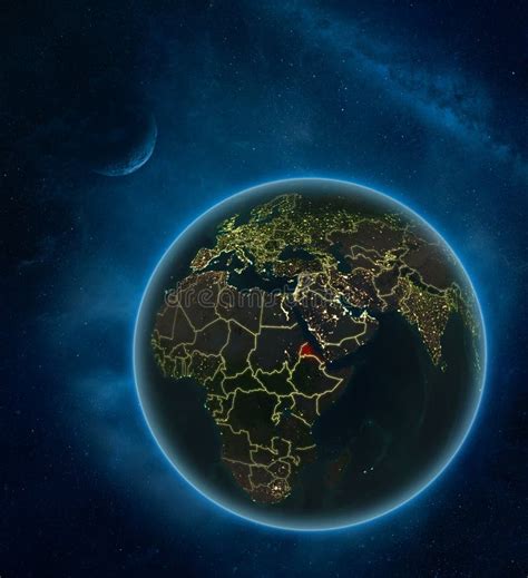 Eritrea At Night From Space Stock Illustration Illustration Of