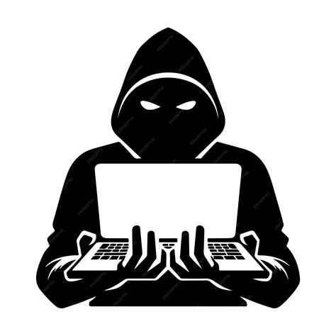Hacker Vector Computer Hacker With Laptop Icon Silhouette Illustration Premium Ai Generated Vector