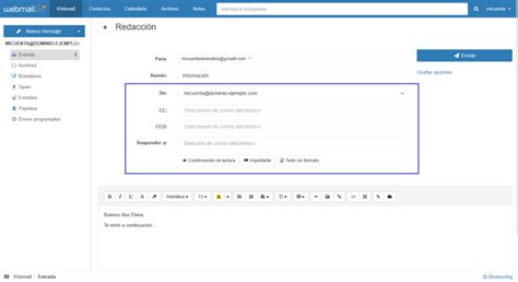 ¿cómo Envío Un Correo Desde Webmail Ayuda Dinahosting