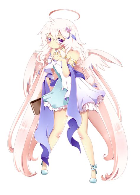 Safebooru 1girl O Ahoge Armlet Bird Wings Blonde Hair Blush Book Bow