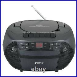 Groov E Traditional Boombox Portable CD Cassette Player With Radio LED Display Portable Cd