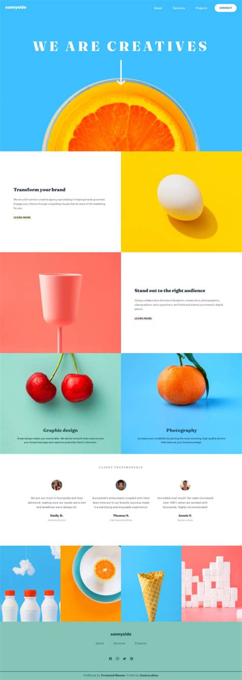 Frontend Mentor Sunnyside Agency Landing Page Solution Html Css Javascript Coding