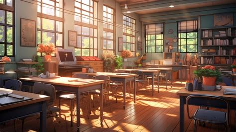 Premium Ai Image A Cozy Background Showcasing A Classroom Decorated