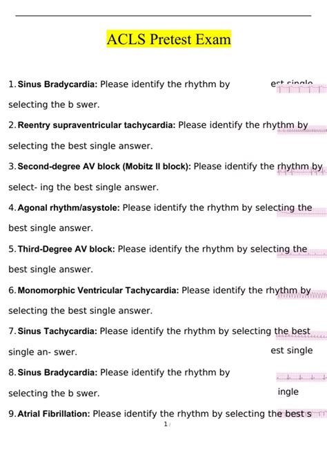 Acls Written Exam Bundled Acls Exam Version C Acls Pretest Section 3