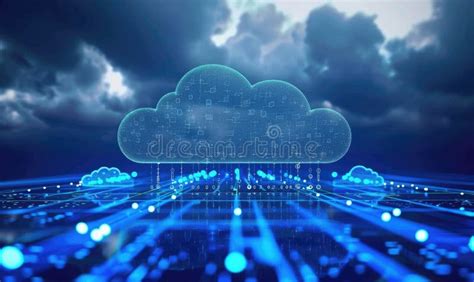 Cloud Computing Background With Server Racks And Digital Data Streams