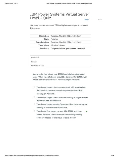 ibm power systems virtual server level 2 quiz attempt review pdf
