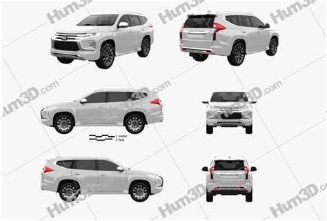 Mitsubishi Pajero Sport Blueprint Template Dmodels