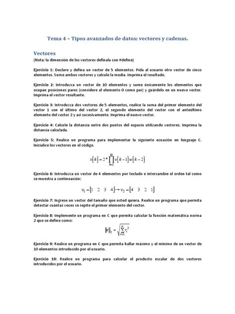 Ejercicios De Programacion Pdf Vector Euclidiano Programación De