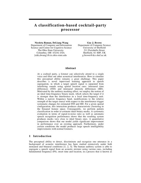 Pdf A Classification Based Cocktail Party Processor