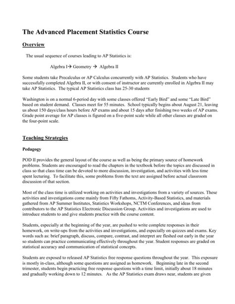 Syllabus Ap Statistics