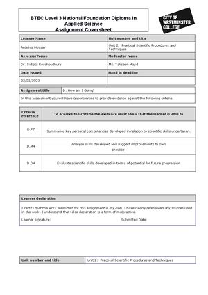 Unit Tritation Unit Btec Applied Science Titration Assignment