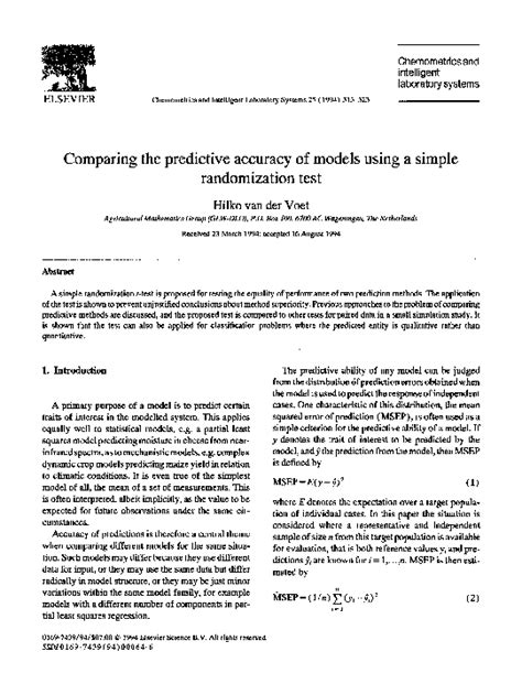 Pdf Comparing The Predictive Accuracy Of Models Using A Simple Randomization Test