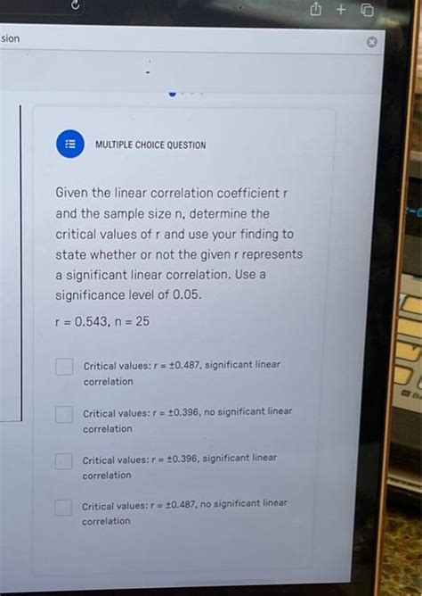 Solved MULTIPLE CHOICE QUESTION Given The Linear Correlation Chegg