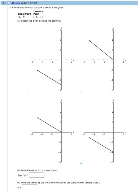 solved the initial and terminal points of a vector v are