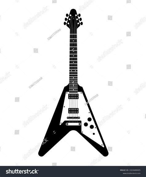 Flying V Electric Guitar Silhouette Electric Stock Vector Royalty Free